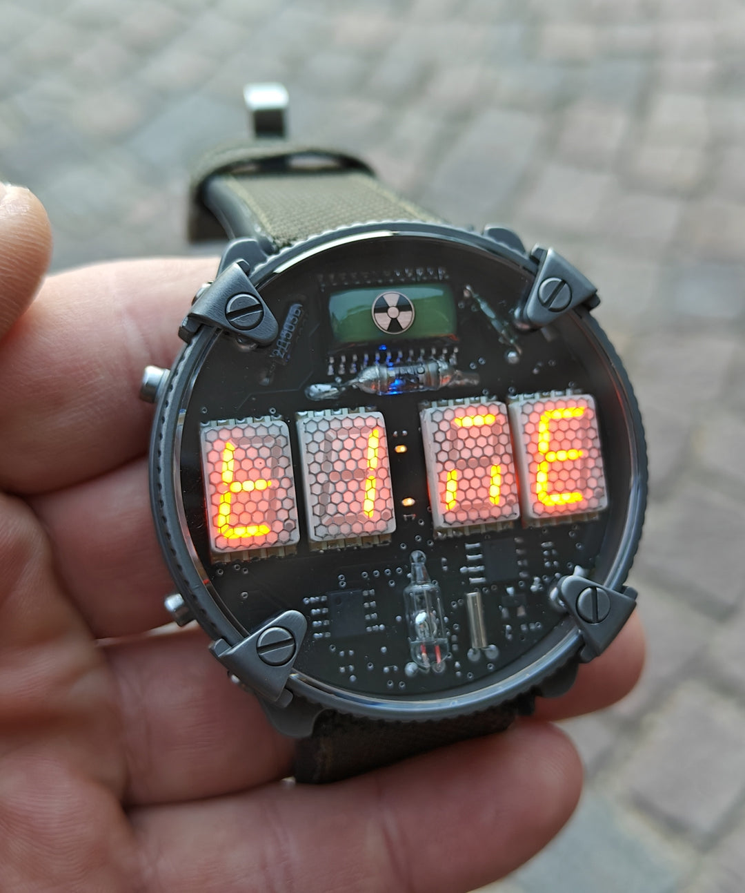 Titanium Orange Led Metro Nixie Watch Wi-fi connection