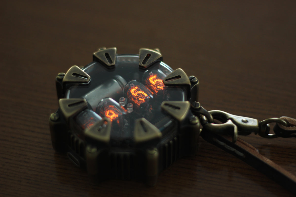 Special Nixie pocket watch, with a radiation dosimeter. Handmade