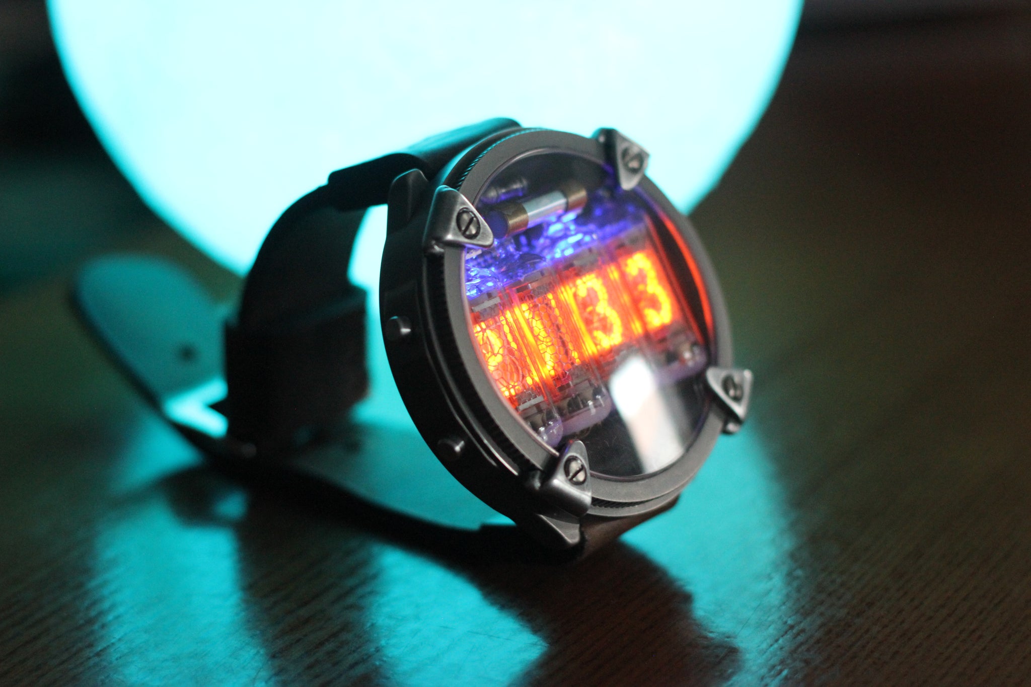 Nixie titanium watch metro matrix