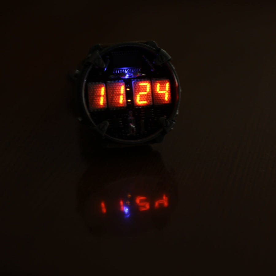 Titanium Orange Led Metro Nixie Watch Wi-fi connection