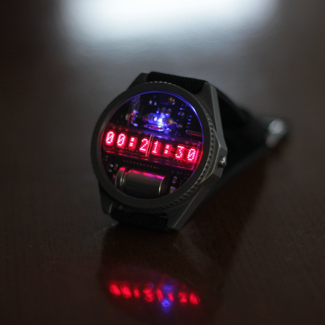 Nixie watch , Titanium watch, Handmade, with accelerometer and Wi-Fi