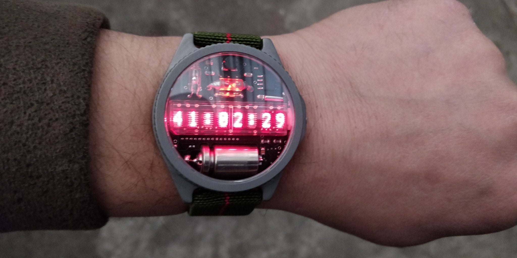 Nixie watch , Titanium watch, Handmade, with accelerometer and Wi-Fi