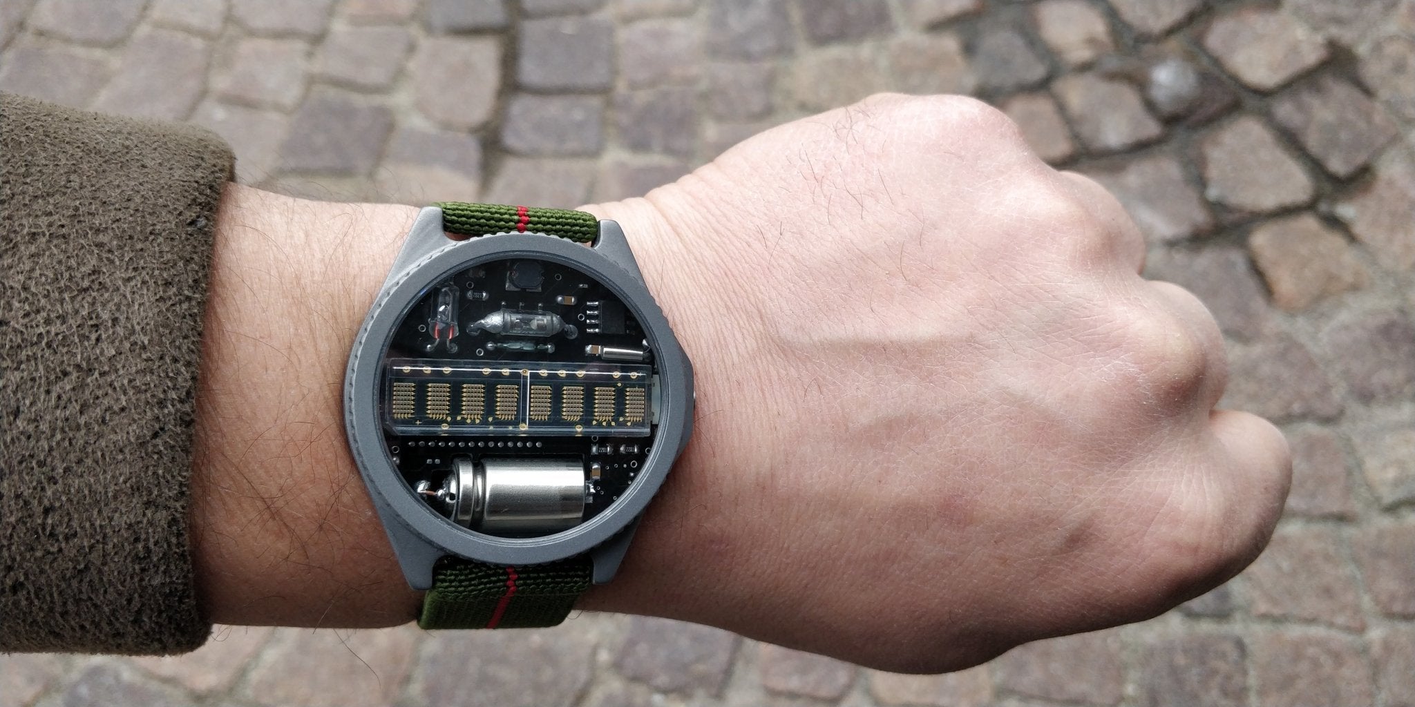 Nixie watch , Titanium watch, Handmade, with accelerometer and Wi-Fi